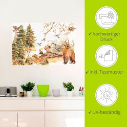 Wandbild Artland, B:90cm H:60cmfarbe bild(er): gr&uuml;n, Vinyl, Wohnzimmer, Bilder, "Die Tiere des Waldes", als Alubild, Leinwandbild, Poster,