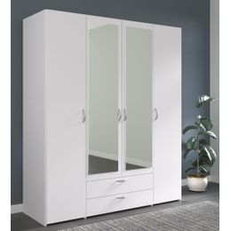 Kleiderschrank Parisot, B:160cm H:185cm T:51cm, wei&szlig;, Holzwerkstoff, Jugendzimmer, Schr&auml;nke, "Daily", zwei T&uuml;ren mit Spiegel