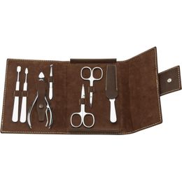 ERBE&reg; ERBE Kinder Manik&uuml;re-Etui "Lederetui mit Druckknopf", B/H/T: 110mm x 160mm 7, braun, B:110mm H:160mm, Nageletuis, Rindleder Anilin