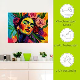 Wandbild Artland, B:120cm H:90cm, bunt, Vinyl, Wohnzimmer, Bilder, "Die florale Umarmung, Rosen M&auml;dchen", als Alubild, Leinwandbild, Poster,