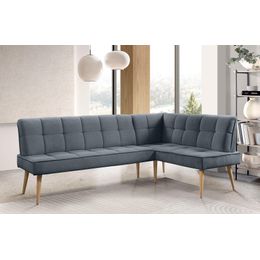 Eckbank exxpo - SOFA FASHION "Latte", antrazith, B:234cm H:95cm T:156cm, 94% PES, 6% NY, Sitzb&auml;nke, Eckbank, moderne Sitz- und R&uuml;ckensteppung, bequem und elegant, hoher Holzfu&szlig;