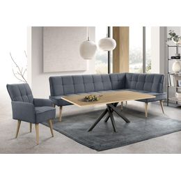 Eckbank exxpo - SOFA FASHION "Latte", antrazith, B:234cm H:95cm T:156cm, 94% PES, 6% NY, Sitzb&auml;nke, Eckbank, moderne Sitz- und R&uuml;ckensteppung, bequem und elegant, hoher Holzfu&szlig;