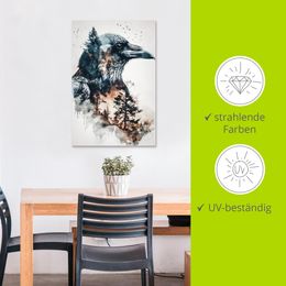Wandbild Artland, B:80cm H:120cm, bunt, Alu Dibond, Wohnzimmer, Bilder, "Rabe", als Alubild, Leinwandbild, Poster, Wandaufkleber in verschied. Gr&ouml;&szlig;en