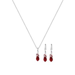 Elli Damen Schmuckset "Tropfen 925 Silber, mit Kristallen von Swarovski", onesize,mit Stein, rot, Silber 925 (Sterlingsilber), Schmuck_Sets