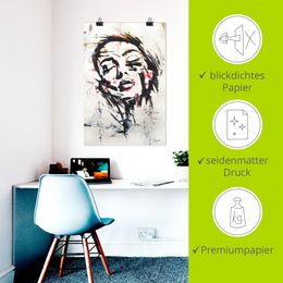 Wandbild Artland, B:80cm H:120cmfarbe bild(er): schwarz, Papier, Wohnzimmer, Bilder, "Eine tr&auml;umende Frau", als Alubild, Leinwandbild, Poster,