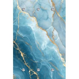 Garderobenpaneel queence "Wandgarderobe mit Motiv Marmor Abstrakt inkl. Edelstahlhaken", gold, B:80cm H:120cm T:2,5cm, Acrylglas, Edelstahl, Garderobenpaneele, Garderobenpaneel, HD Premium Druck auf Acrylglas