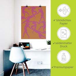 Wandbild Artland, B:90cm H:120cmfarbe bild(er): pink, Papier, Wohnzimmer, Bilder, "Matisse - Der Tanz in pink-orange", als Alubild, Leinwandbild,