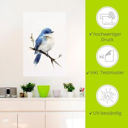 Wandbild Artland, B:60cm H:90cm, blau, Vinyl, Wohnzimmer, Bilder, "Aquarell Bergh&uuml;ttens&auml;nger", als Alubild, Leinwandbild, Poster, Wandaufkleber in