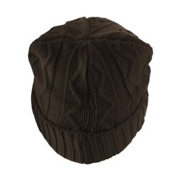 MSTRDS Damen Beanie "MSTRDS Unisex Beanie Cable Flap"chocolate, Kunstfaser, M&uuml;tzen