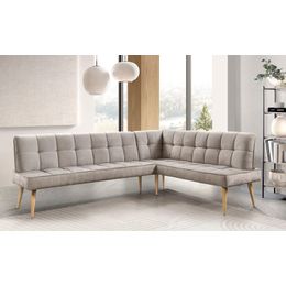 Eckbank exxpo - SOFA FASHION "Latte", sand, B:254cm H:95cm T:196cm, 100% PES, Sitzb&auml;nke, Eckbank, moderne Sitz- und R&uuml;ckensteppung, bequem und elegant, hoher Holzfu&szlig;