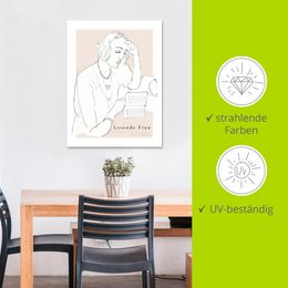 Wandbild Artland, B:60cm H:80cm, beige, Alu Dibond, Wohnzimmer, Bilder, "Lesende Frau", als Alubild, Leinwandbild, Poster, Wandaufkleber in