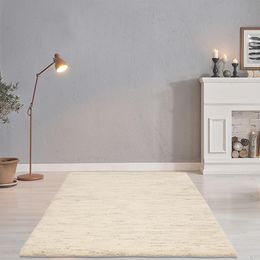 Wollteppich Theko, B:140cm H:25mm L:200cm, beige, Wolle, Wohnzimmer, Teppiche, "Hadj Uni", echter Berber Teppich, reine Wolle, meliert, handgekn&uuml;pft