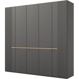 Musterring Kleiderschrank "Isabelle", Graphit-Dekor, B/H/T: 246,3cm x 236cm x 58cm, T&uuml;ren: 5 Stk. Lamellen im Korpus-Farbton, grau, Hartfaserplatte,