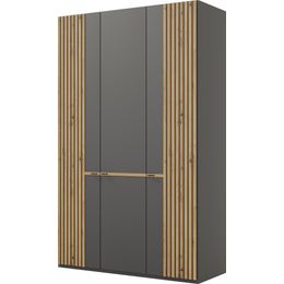 Kleiderschrank Musterring, B:148,4cm H:216cm T:58cm, grau, Hartfaserplatte, Holzwerkstoff, Schlafzimmer, Schr&auml;nke, "Isabelle", Lamellen in Eiche,