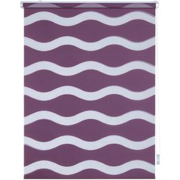 Doppelrollo K-home, B:115cm H:150cm, lila, Polyester, Rollos, "Welle", im Festma&szlig;