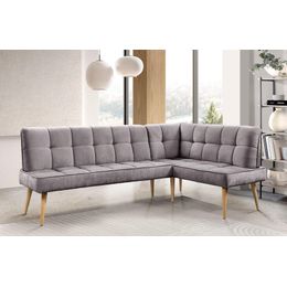 Eckbank exxpo - SOFA FASHION "Latte", cappuccino, B:234cm H:95cm T:156cm, 100% PES, Sitzb&auml;nke, Eckbank, moderne Sitz- und R&uuml;ckensteppung, bequem und elegant, hoher Holzfu&szlig;