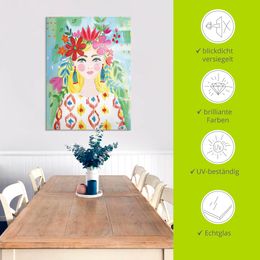 Glasbild Artland, B:60cm H:80cmfarbe bild(er): farbig, Glas, Wohnzimmer, Bilder, "Boho Girl II", in verschiedenen Gr&ouml;&szlig;en