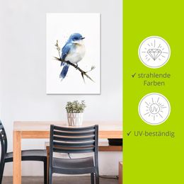 Wandbild Artland, B:80cm H:120cm, blau, Alu Dibond, Wohnzimmer, Bilder, "Aquarell Bergh&uuml;ttens&auml;nger", als Alubild, Leinwandbild, Poster, Wandaufkleber