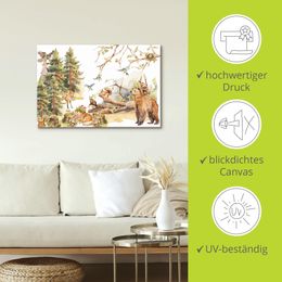 Wandbild Artland, B:90cm H:60cmfarbe bild(er): gr&uuml;n, Leinwand, Wohnzimmer, Bilder, "Die Tiere des Waldes", als Alubild, Leinwandbild, Poster,