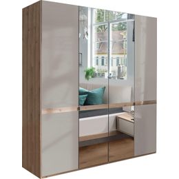 Kleiderschrank Wiemann, B:197,3cm H:216cm T:58cm, wei&szlig;, Floatglas, Holzwerkstoff, Schlafzimmer, Schr&auml;nke, "Barcelona", mit Spiegelfront und schmaler