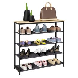 Schuhregal Vcm, B:90cm T:30cm, braun, Flur, Regale, "Metall Holz Schuhregal Schuhablage 4 F&auml;cher Taliro"