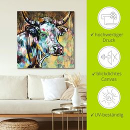 Wandbild Artland, B:70cm H:70cm, bunt, Leinwand, Wohnzimmer, Bilder, "Luna die Kuh", als Alubild, Leinwandbild, Poster, Wandaufkleber in verschied.