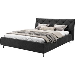 Polsterbett Home Affaire, B:216cm H:105cm L:254cm, schwarz, 96% Polyester, 4% Polyacryl, Betten, "Elloree, in 4 Breiten bis 200cm, auch in Leder",
