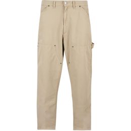 Urban Classics Herren Stoffhose "Urban Classics Herren Double Knee Carpenter Trouser"unionbeige, Gr. 38, unifarben, 100% Baumwolle, Hosen
