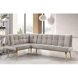 Eckbank exxpo - SOFA FASHION "Latte", sand, B:234cm H:95cm T:156cm, 100% PES, Sitzb&auml;nke, Eckbank, moderne Sitz- und R&uuml;ckensteppung, bequem und elegant, hoher Holzfu&szlig;