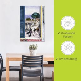 Wandbild Artland, B:50cm H:70cm, bunt, Alu Dibond, Wohnzimmer, Bilder, "Frau auf einem Balkon. 1919-20", als Alubild, Leinwandbild, Poster,