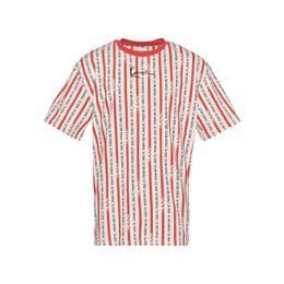 Karl Kani Herren T-Shirt "Karl Kani Herren KM232-034-2 KK Small Signature Logo Stripe Tee"rot, sanftes wei&szlig;, Gr. S, gestreift, 100% Baumwolle, Shirts