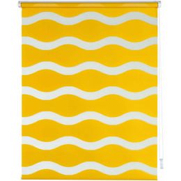 Doppelrollo K-home, B:65cm H:200cm, gelb, Polyester, Rollos, "Welle", im Festma&szlig;