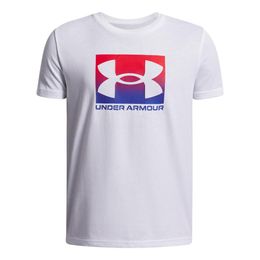 Under Armour Jungen T-Shirt "UA B BOXED SPORTS UPDATE SS", wei&szlig;, Gr. XS, Obermaterial: 60% Baumwolle, 40% Polyester, Shirts, sportlicher Stil, f&uuml;r