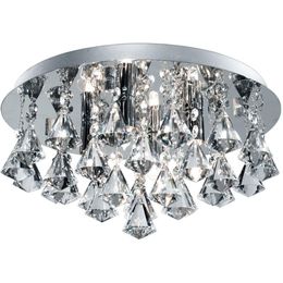 Searchlight Deckenleuchte "Hanna 4Lt Flush - Chrome Metal & Clear Crystal", 4, &Oslash; 38cm H: 17,5cm, 1 Stk.chrom und klar, Badezimmer, Leuchten