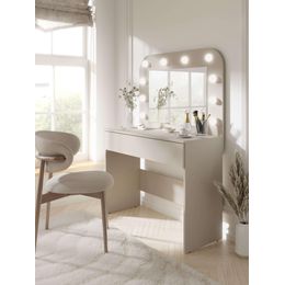 Schminktisch OTTO HOME "NANCY,BE A STAR Hollywood Spiegel+Beleuchtung, Schublade Soft Close", cashmere beige, beige, B:100,3cm H:142,5cm T:42,5cm, Tische, Schminktisch, Kosmetiktisch mit viel Stauraum, LED, Soft-Close
