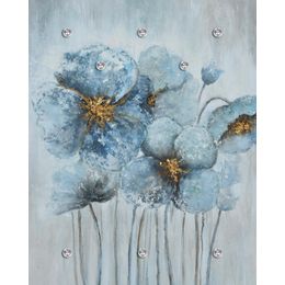Garderobenpaneel queence "Wandgarderobe mit Motiv Mohnblume inkl. Edelstahlhaken", blau, B:100cm H:120cm T:2,5cm, Acrylglas, Edelstahl, Garderobenpaneele, Garderobenpaneel, HD Premium Druck auf Acrylglas