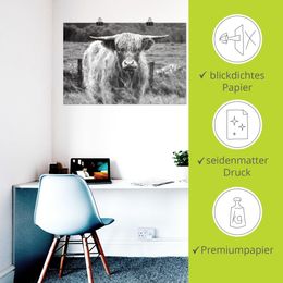 Wandbild Artland, B:90cm H:60cmfarbe bild(er): schwarz, Papier, Wohnzimmer, Bilder, "Happy Highland", als Alubild, Leinwandbild, Poster,