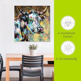 Wandbild Artland, B:70cm H:70cm, bunt, Alu Dibond, Wohnzimmer, Bilder, "Luna die Kuh", als Alubild, Leinwandbild, Poster, Wandaufkleber in verschied.