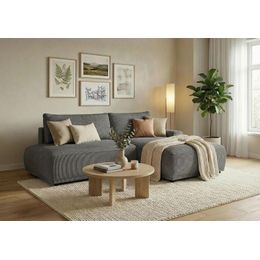 Ecksofa Trendmanufaktur, B:250cm H:82cm T:167cm, grau, 92% Polyester, 8% Polyamide, Wohnzimmer, Sofas, "Fordon II, Schlafsofa mit Bettkasten, Couch