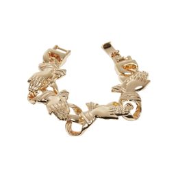 Urban Classics Damen Bettelarmband "Urban Classics Unisex Pray Hands Bracelet", S/M, Zinkgold, Zink, Armb&auml;nder