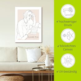 Wandbild Artland, B:90cm H:120cm, beige, Leinwand, Wohnzimmer, Bilder, "Lesende Frau", als Alubild, Leinwandbild, Poster, Wandaufkleber in verschied.