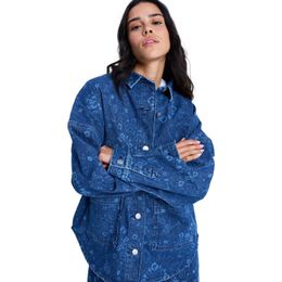 Roxy Damen Shirtjacke "Kick Back Washed"ocean blau, Gr. XS, Obermaterial: 74% Walkfrottier, 25% Recycled Walkfrottier, 1% Elasthan;, Shirts