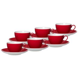 Ritzenhoff & Breker Tasse "Kaffeetassen mit Untertassen Doppio 200 ml 6er Set", 12 tlg., rot, RITZENHOFF & BREKER, Trinkgef&auml;&szlig;e