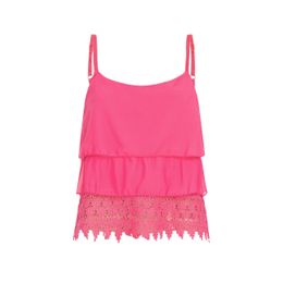 CLOUD 5IVE Damen Tanktop "CLOUD 5IVE Chiffon Stufen Top mit Spitze 3-lagig"schwarz pink, Gr. XXL, unifarben, 100% Polyester, Tops