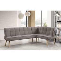 Eckbank exxpo - SOFA FASHION "Latte", latte, B:234cm H:95cm T:156cm, 94% PES, 6% NY, Sitzb&auml;nke, Eckbank, moderne Sitz- und R&uuml;ckensteppung, bequem und elegant, hoher Holzfu&szlig;