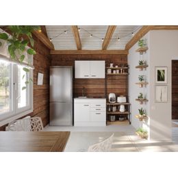 Pantryk&uuml;che Optifit, B:100cm H:210cm T:60cm, wei&szlig;, Komplettk&uuml;chen-Sets, "OPTImulti", Breite 100 cm, mit 2-Platten-Glaskeramikkochfeld