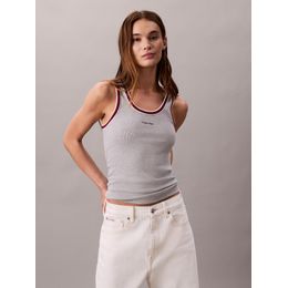 Calvin Klein Jeans Top Damen Gr&ouml;&szlig;e S graumeliert / burgunder / wei&szlig;