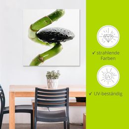 Wandbild Artland, B:100cm H:100cm, gr&uuml;n, Alu Dibond, Wohnzimmer, Bilder, "Zen in Balance - Harmonie der Elemente", als Alubild, Leinwandbild, Poster,