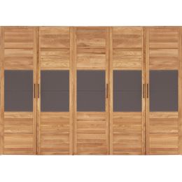 Kleiderschrank Home Affaire, B:307cm H:218cm T:65cm, beige, Schlafzimmer, Schr&auml;nke, "Chamara", aus massivem Eichenholz, in unterschiedlichen Breiten,