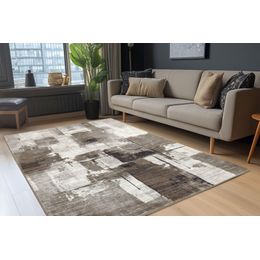 Teppich Kayoom, B:80cm H:12mm L:150cm, braun, Polyester, Wohnzimmer, Teppiche, "Elegantica 325", Kurzflor, Modernes Muster, Deko, Wohnzimmer